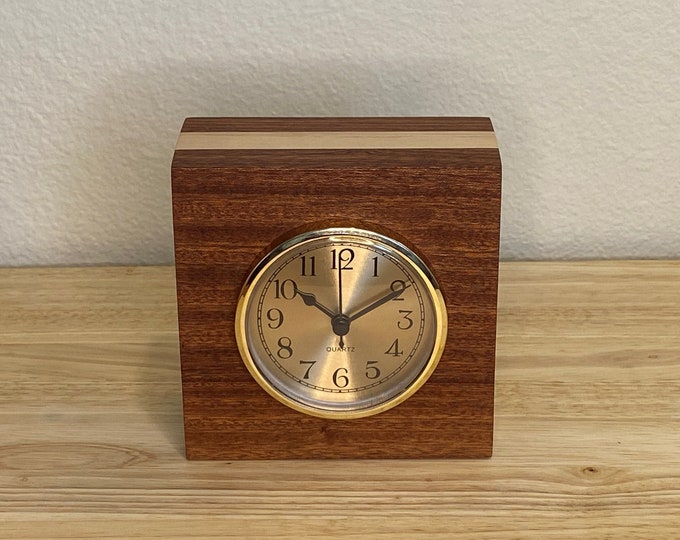 Wood Cube Clock - Handcrafted Sapele & Maple Wood Cube Clock - Unique ...