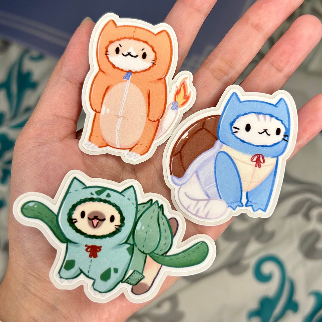 Poke Cat Stickers EZ Peel / Pokemon Starter Cat Stickers / Cute Kitty ...