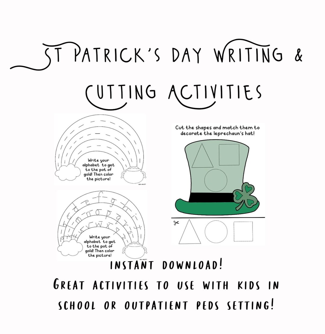 St Patrick's Writing & Cutting Activity - Etsy