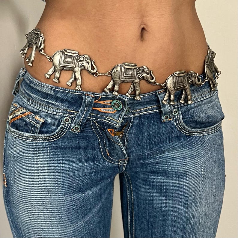 Vintage Concho Belt Metal Waist Belt Chain Belt Boho Belt Elephant Belt ...