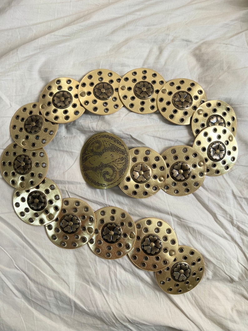 Y2K Concho Belt Disc Belt Ladies Faux Leather Vintage Style Belt 00s ...