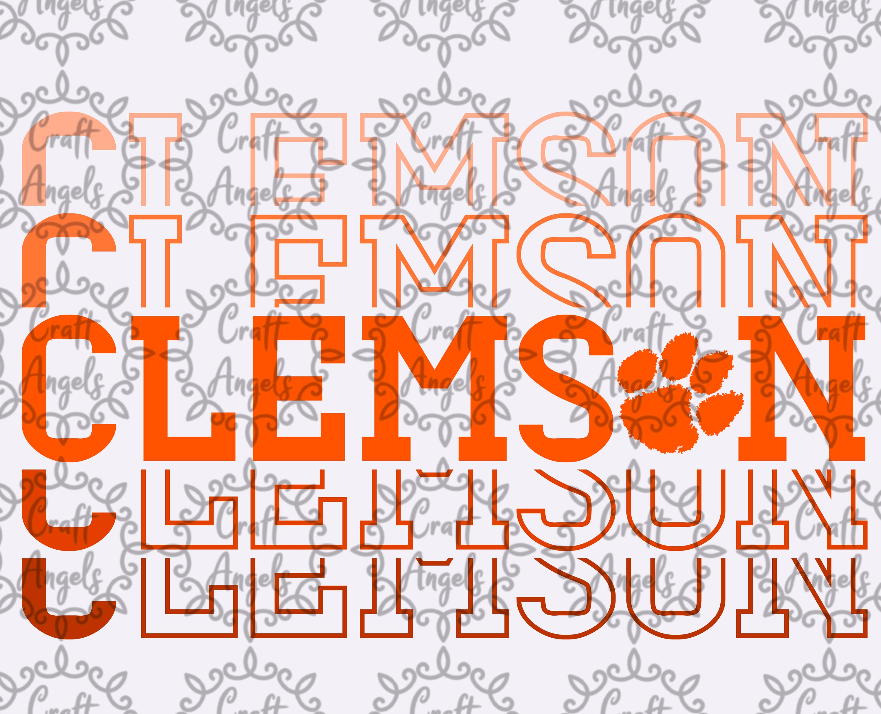 Camo Clemson Logo Clipart