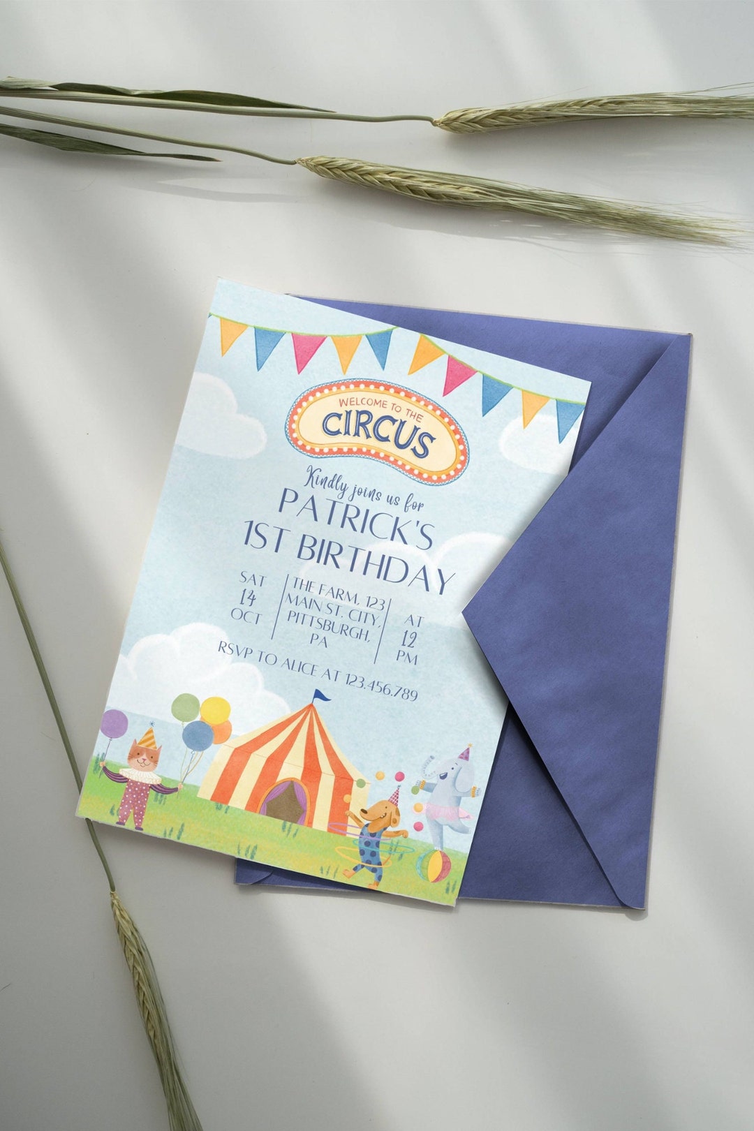 Circus Birthday Invitation Template Editable in Canva | Birthday Gender ...