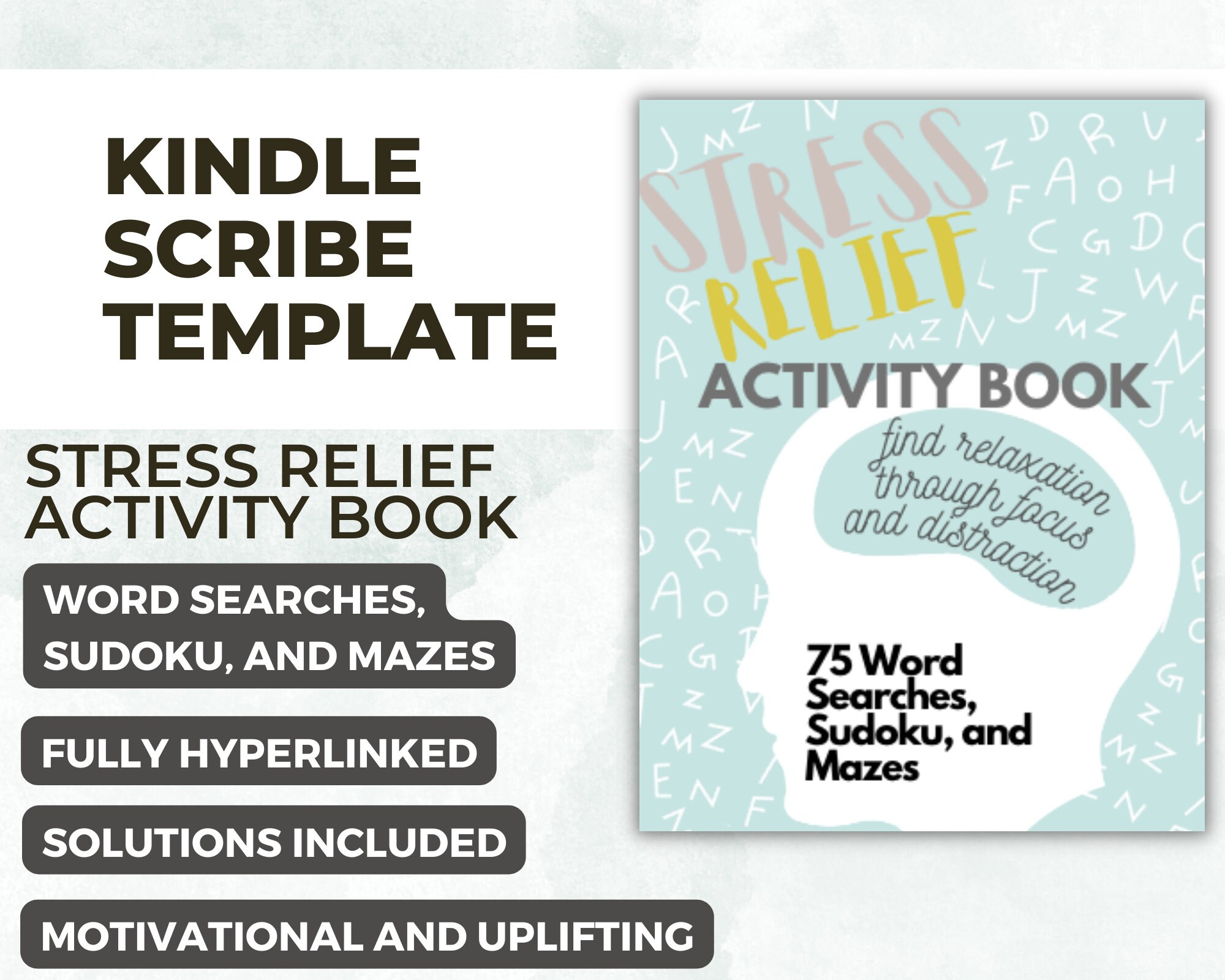 Kindle Scribe Digital Stress Relief Activity and Puzzle Book Word ...