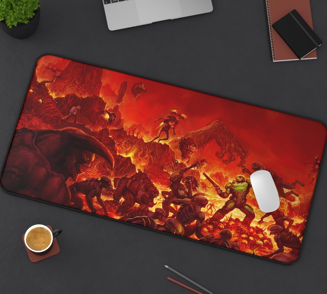 DOOM ETERNAL HELL Desk Mat, Custom Doom Slayer Desk Mat Xxl Mouse Pad ...