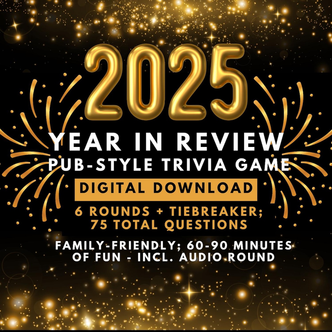 2025 Year in Review Digital Trivia Game - 6 Rounds + Tiebreaker - 75 ...