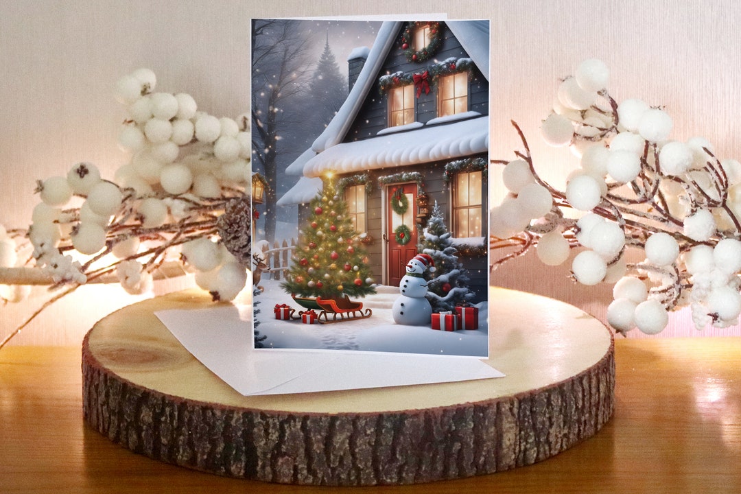 Printable Christmas Holiday Card 5x7, Printable Greeting Cards, Vintage ...