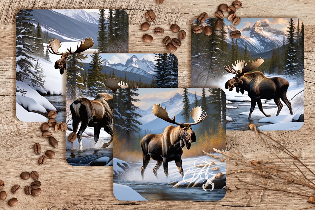Moose Sublimation Coaster Png Design Set, 300 DPI (digital Design) - Etsy