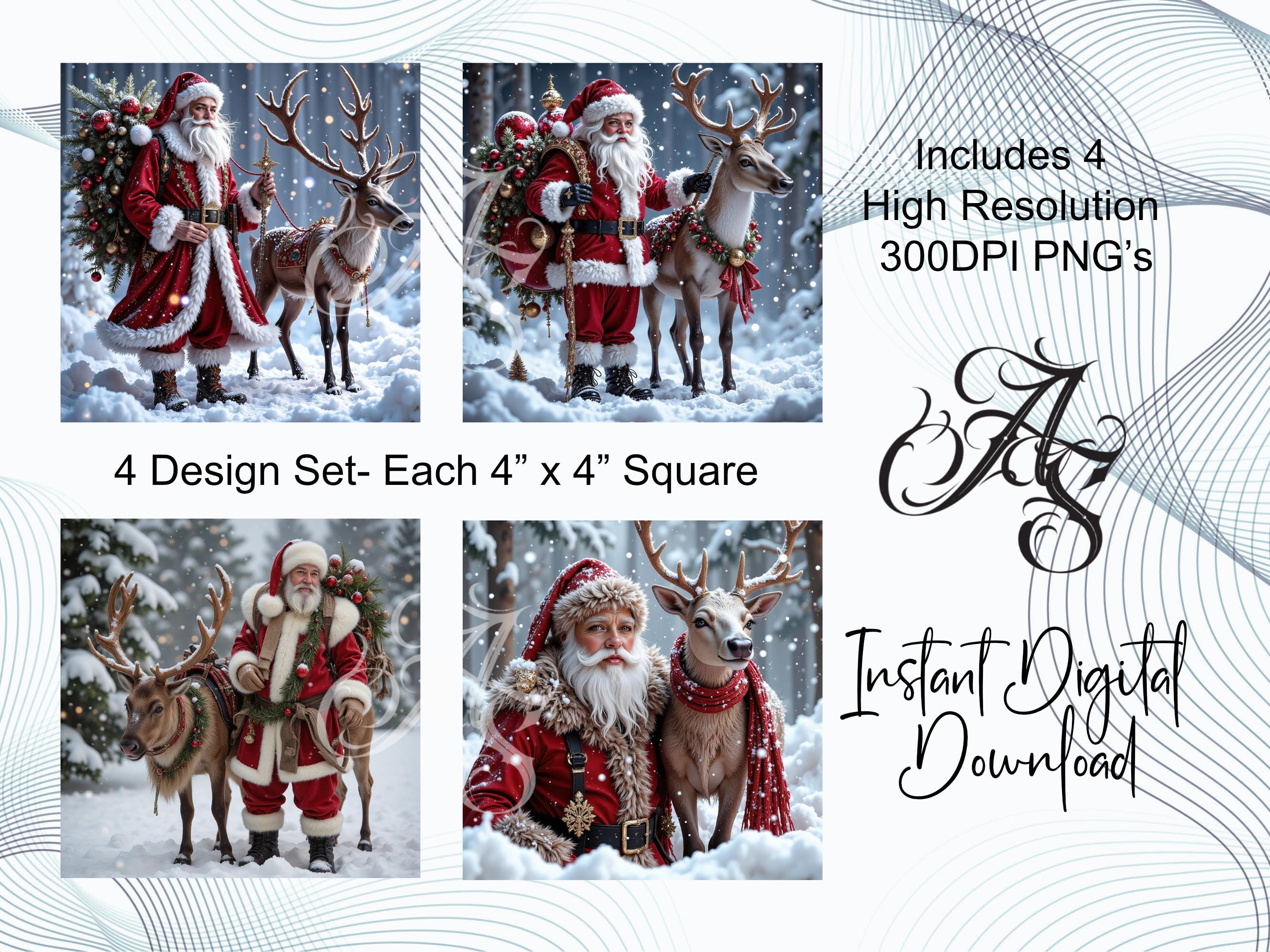 Coaster PNG Santa With His Helper, Winter Holiday PNG Sublimation ...
