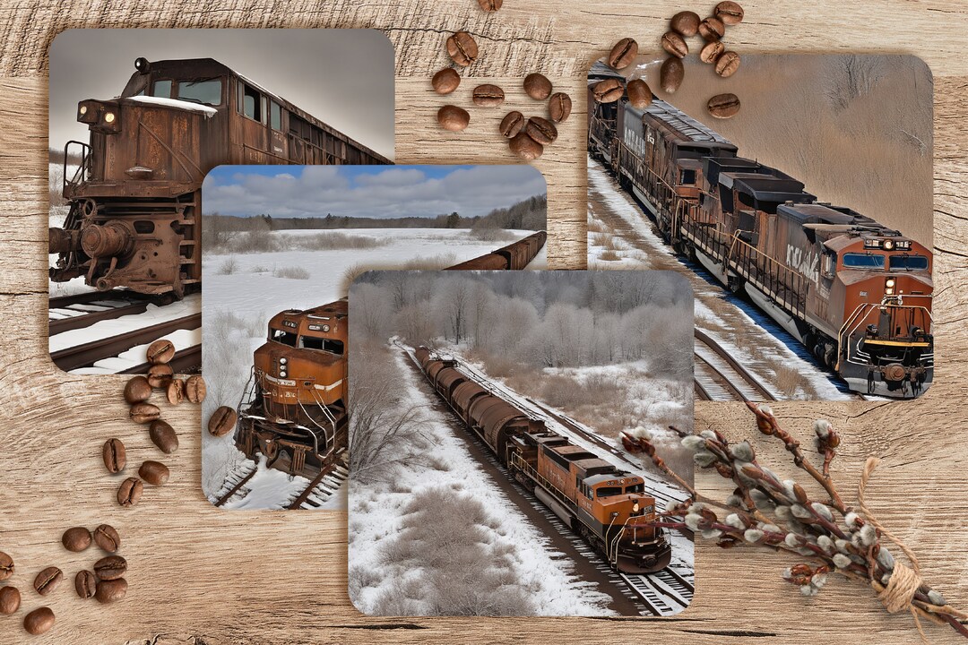Train Sublimation Coaster Design Set, Sublimation Coaster PNG, Coaster ...