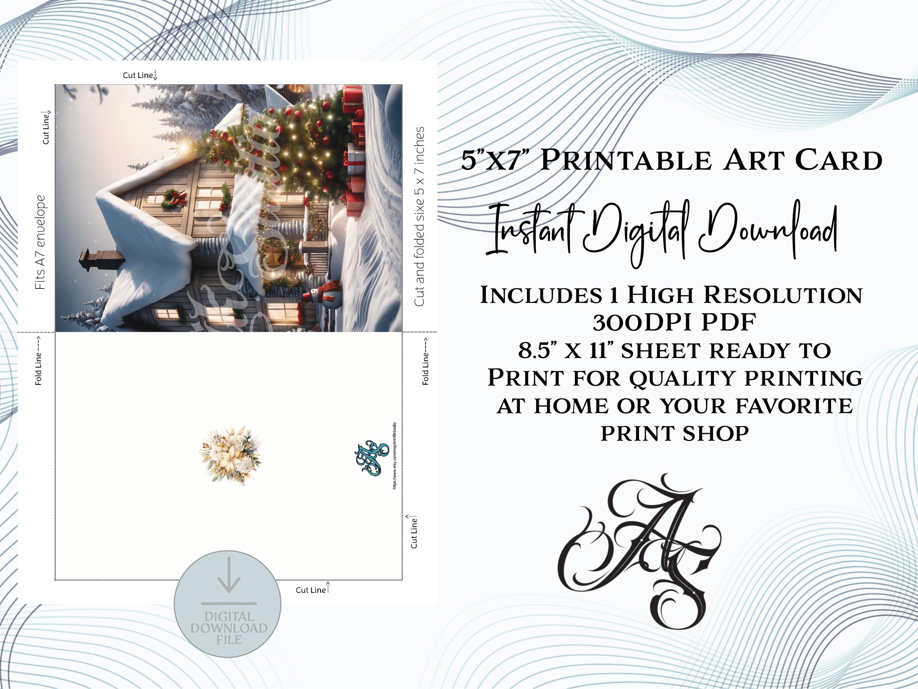 Printable Christmas Holiday Card 5x7 Printable Greeting - Etsy