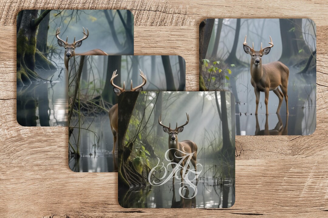 White Tailed Misty Swamp Deer Through Binoculars Art, (digital Design ...