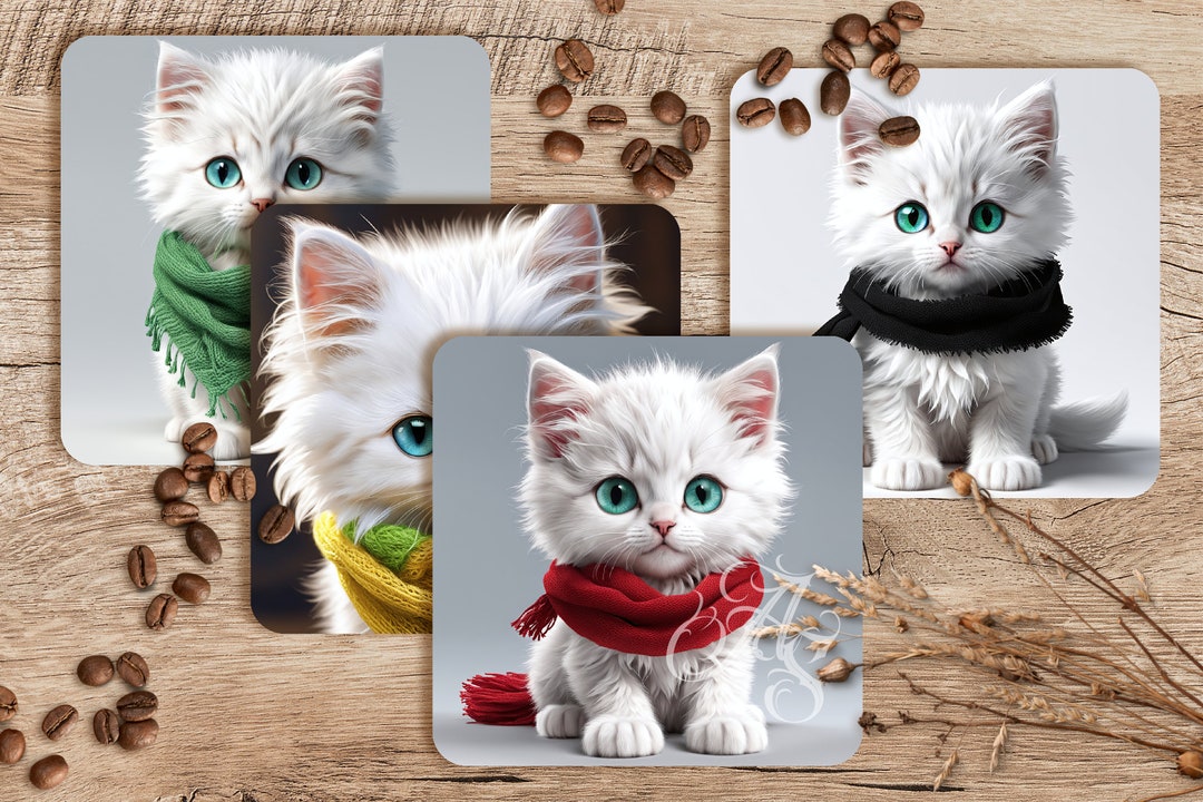 Fuzzy Kittens Sublimation Coaster Design Set, Sublimation Coaster PNG ...