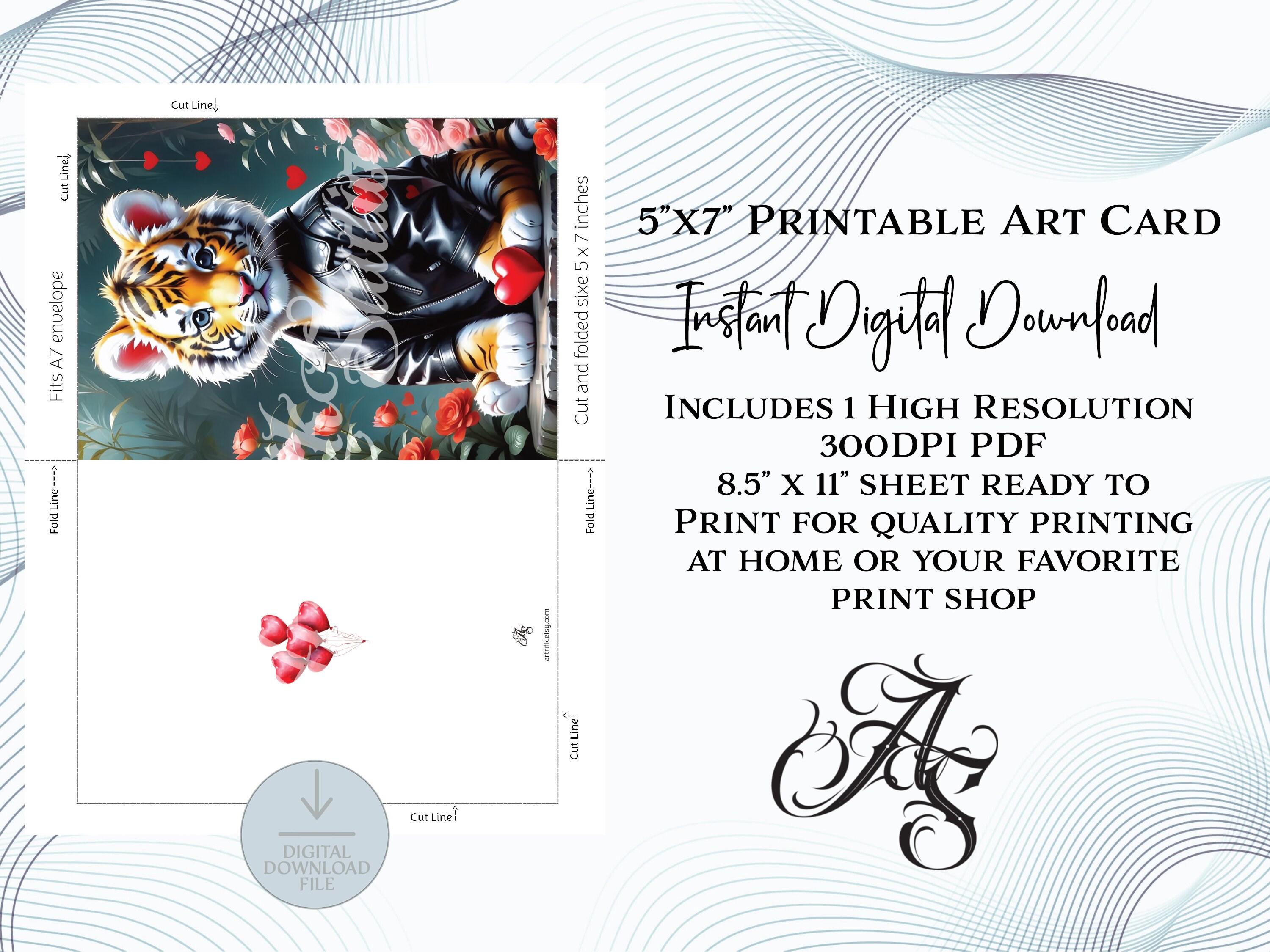 Printable Valentine Card 5x7, Printable Greeting Cards, Holiday ...