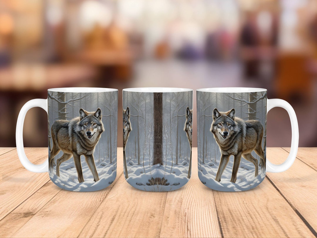 Wolf Mug Wrap, Sublimation Mug Design, Sublimation Mug Wrap PNG, Wolf ...