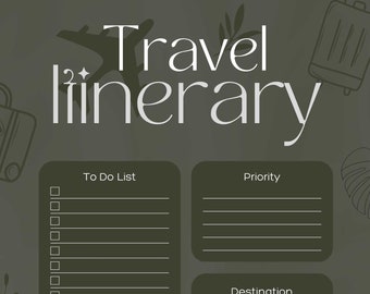 Travel Itinerary Digital Download Etsy