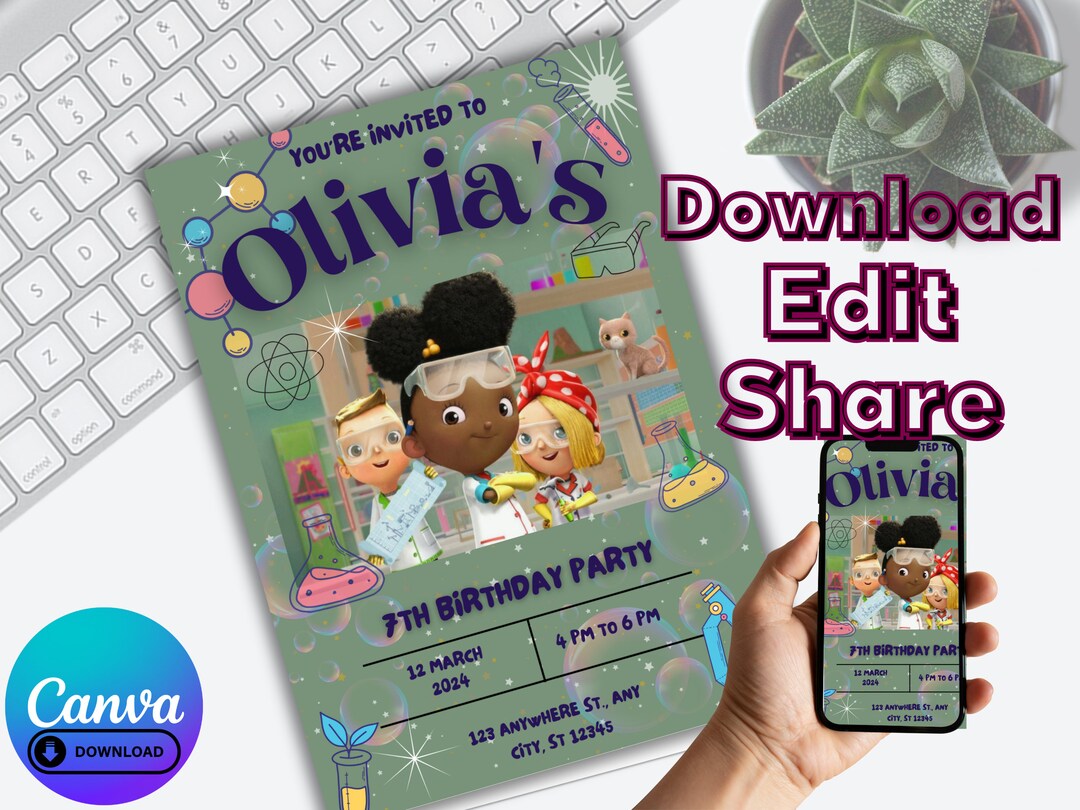 Ada Twist Scientist Birthday Invitation, Editable Birthday Invitation ...