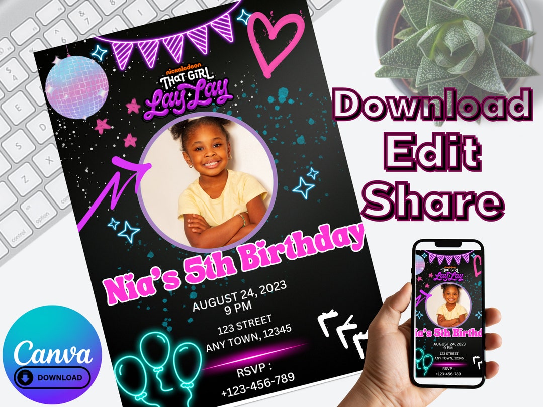 That Girl Lay Lay Birthday Invitation, Digital That Girl Lay Lay Invitation, Editable Template ...