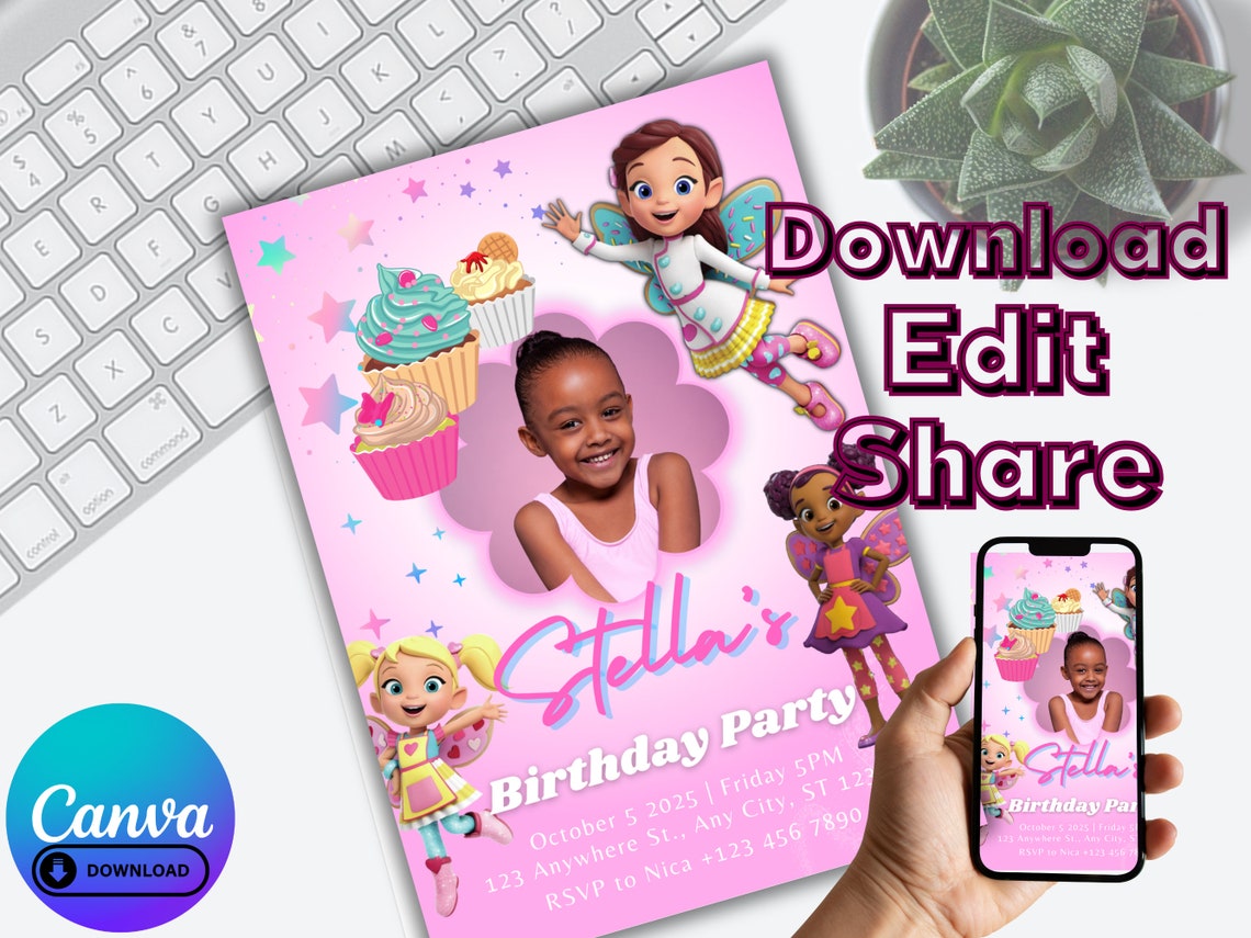 Butterbean Cafe Birthday Invitation, Butterbean Cafe Party, Digital ...