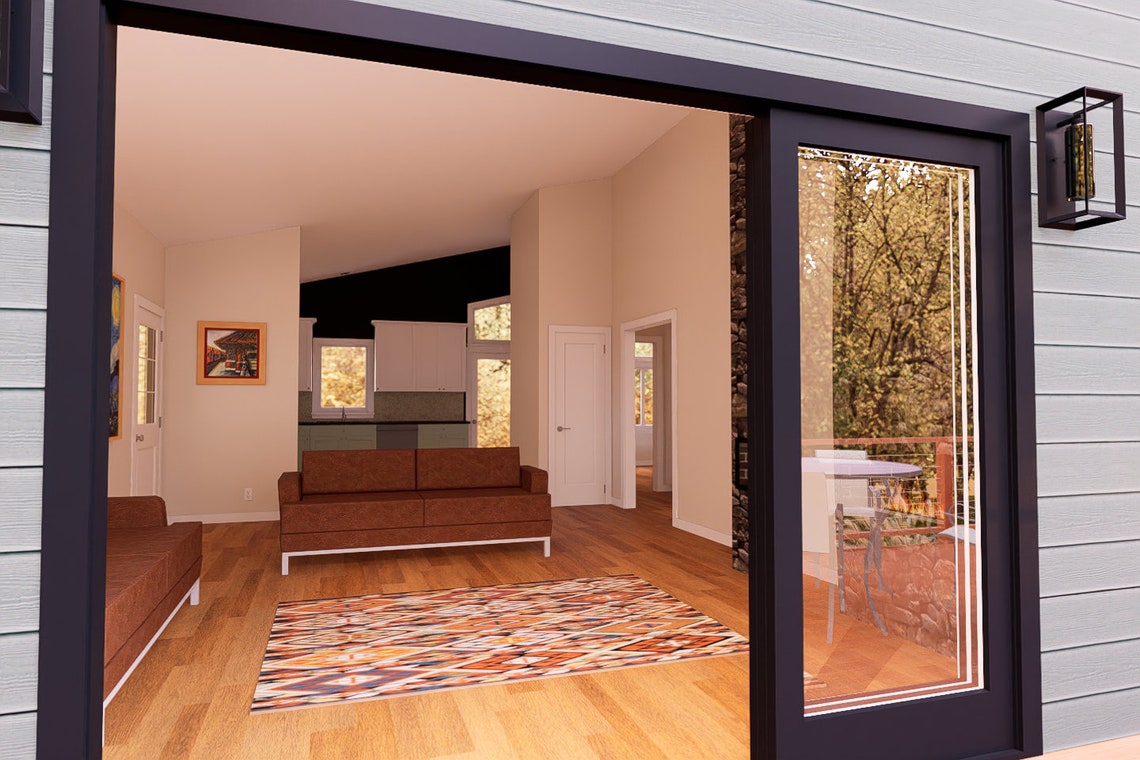 2 Bedroom/2 Bath Mid Century House Plan / Small House Blueprint ...