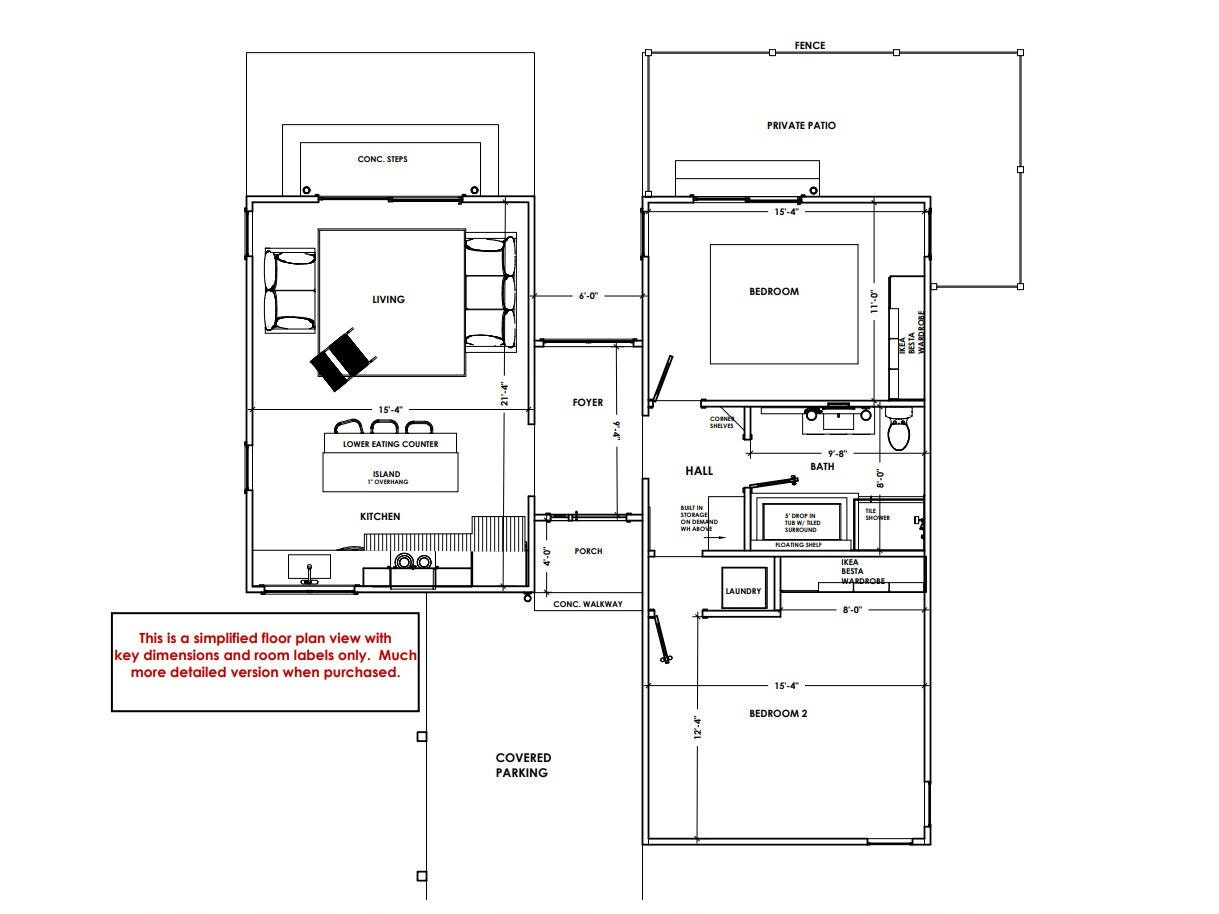 Modern 2 Bedroom Butterfly Roof / Small House Plan | Custom Modern ...