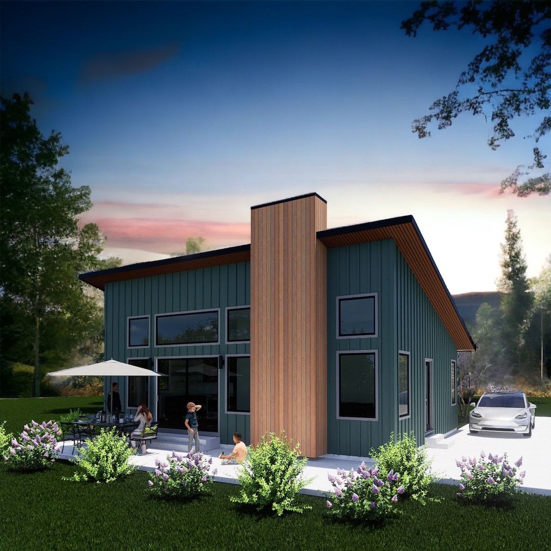 32' X 26' Modern 2 Bedroom Shed Roof House Plan / Small House Plan ...