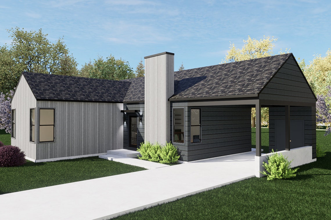 Contemporary Modern Ranch House Plan Full Set | Modern House Plan ...