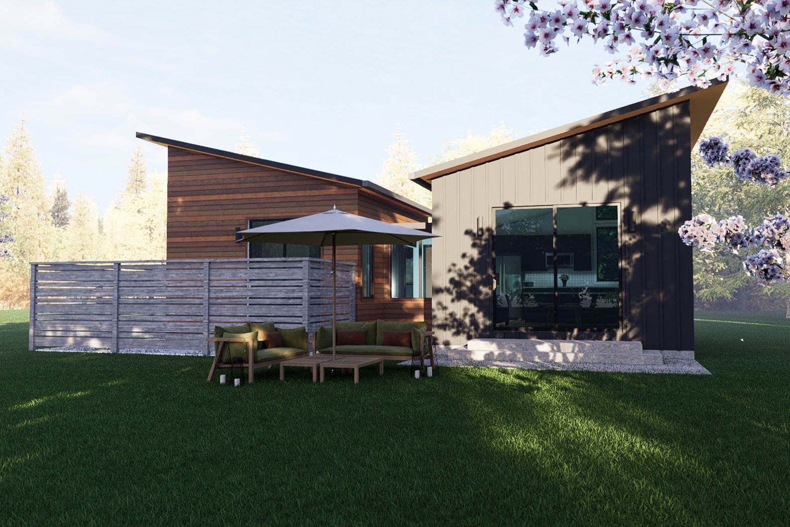 Contemporary Modern Butterfly Roof ADU / Small House Plan | 1 Bedroom ...