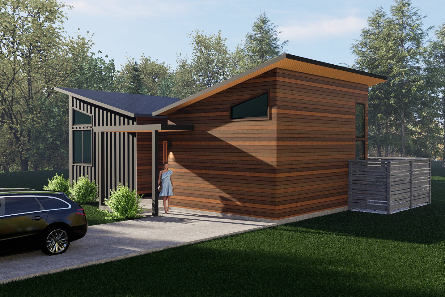 Contemporary Modern Butterfly Roof ADU / Small House Plan | 1 Bedroom ...