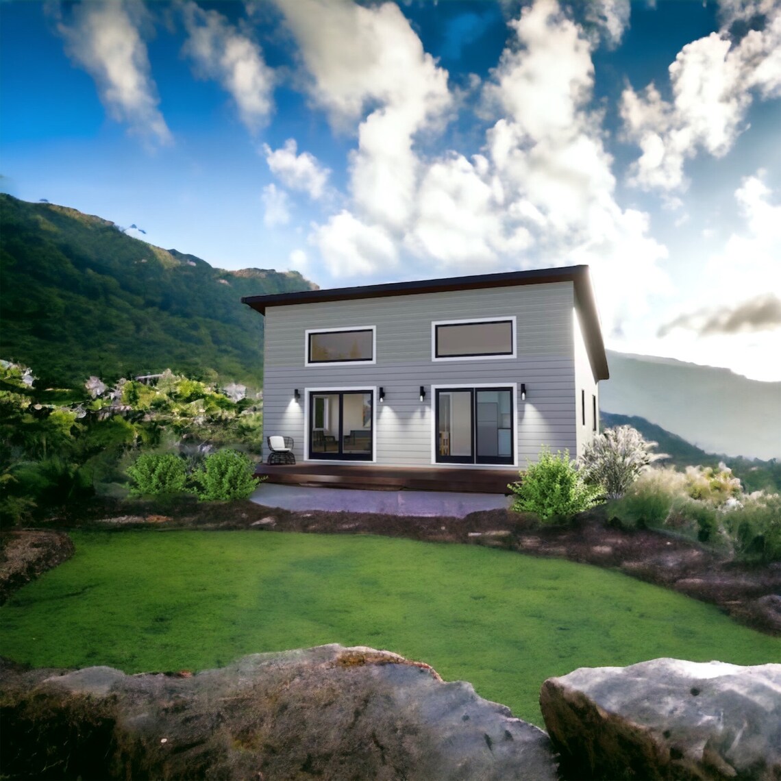 30' X 24' Modern 1 Bedroom Shed Roof House Plan / Small House Plan ...