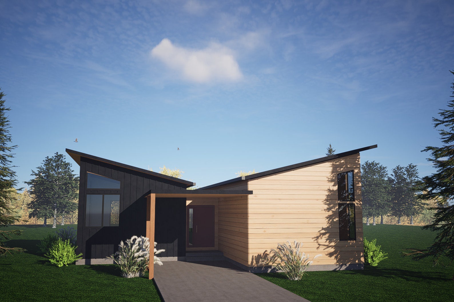 Modern 2 Bedroom Butterfly Roof / Small House Plan | Custom Modern ...