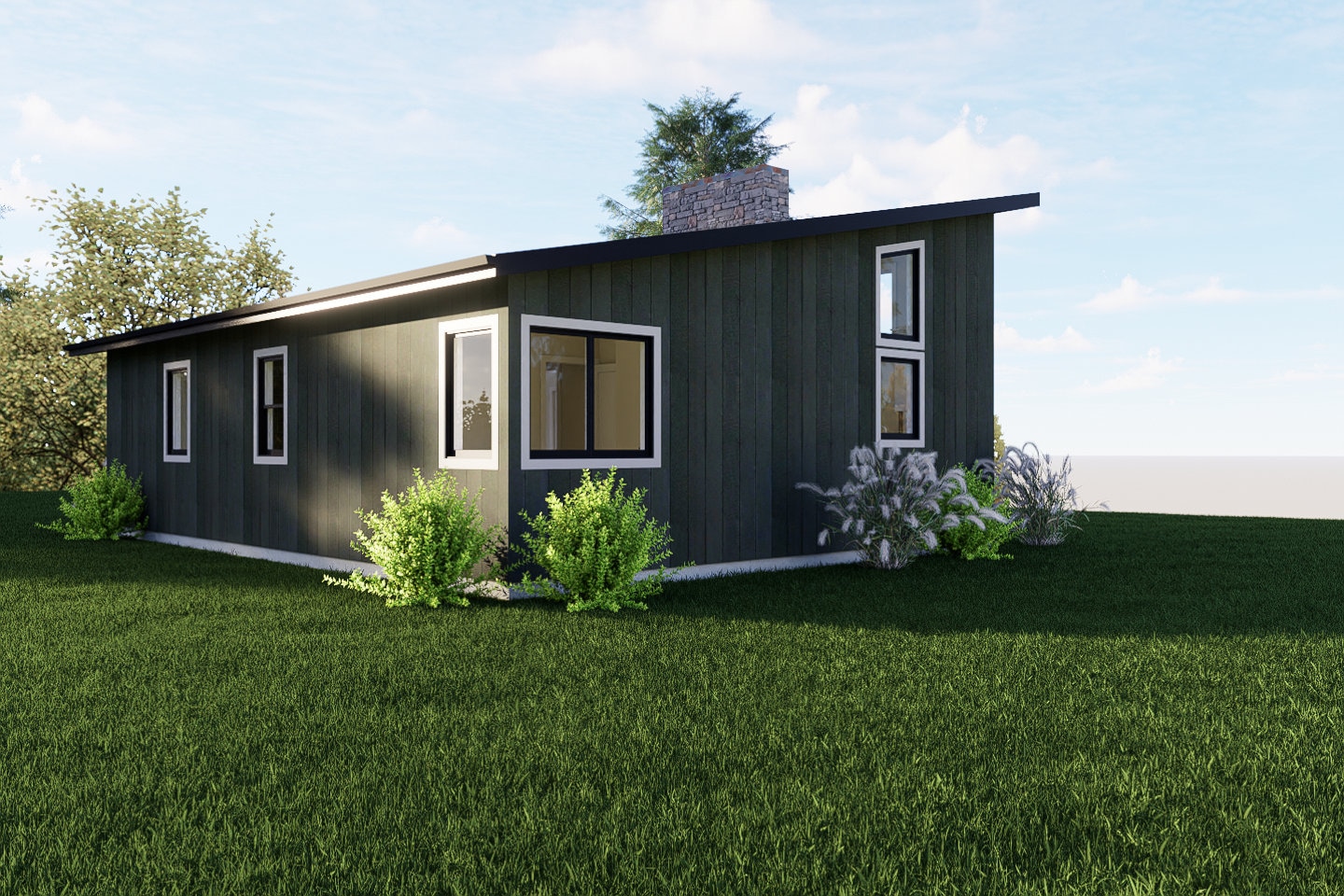 36' X 26' Modern 2 Bedroom Shed Roof House Plan / Small House Blueprint ...