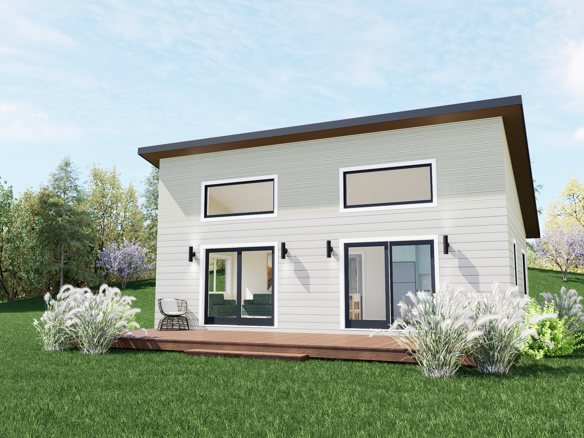 30' X 24' Modern 1 Bedroom Shed Roof House Plan / Small House Plan ...