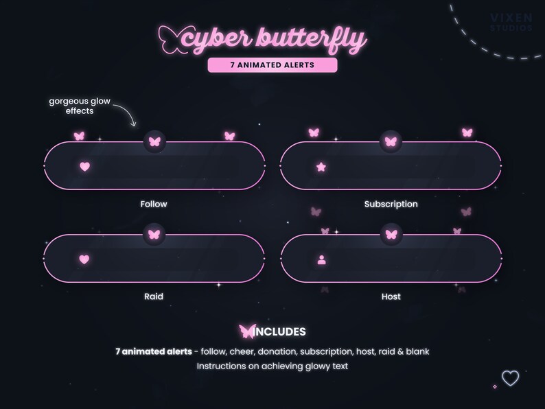 Cyber Butterfly Animated Pink Stream Alerts Butterfly - Etsy