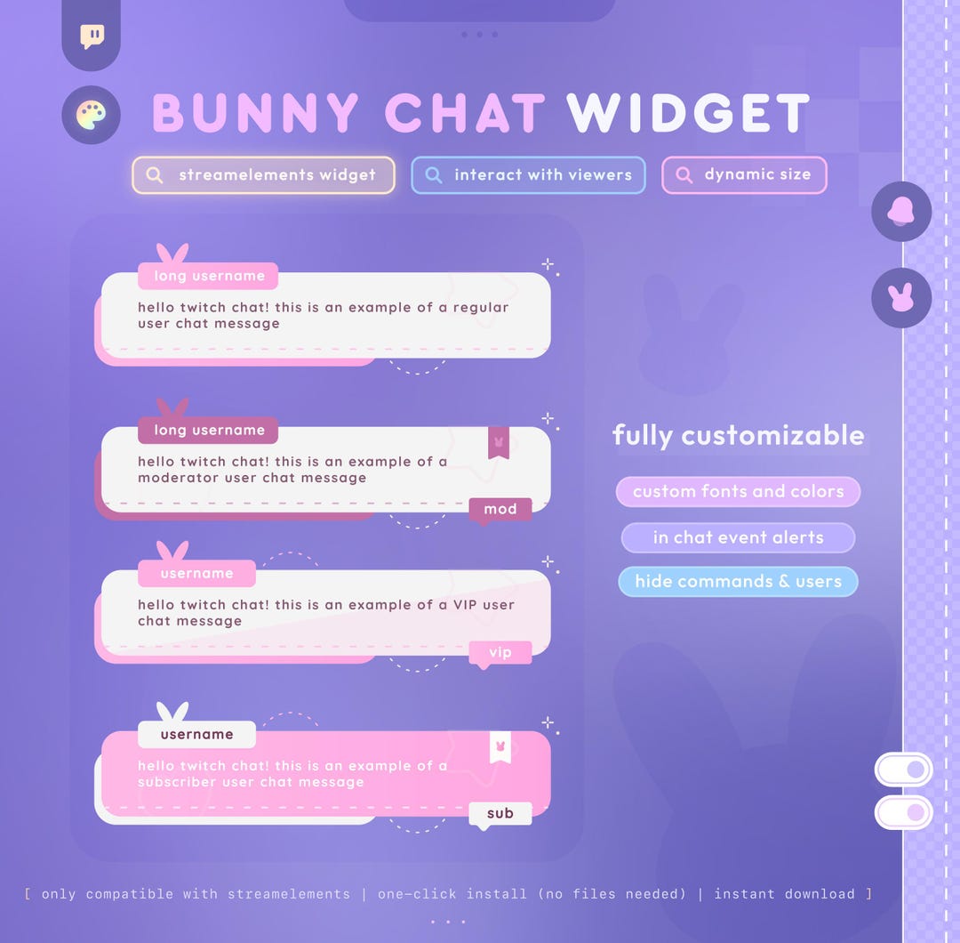 Y2K Bunny Chat Widget With Alerts — Customizable Animated Message ...