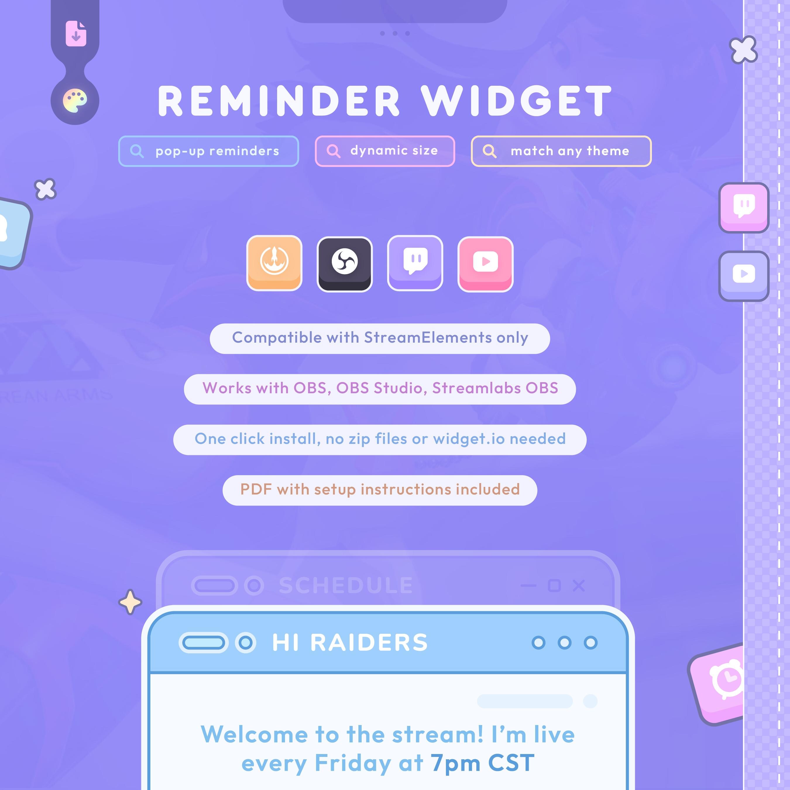 Reminder Widget — Stream Alert & Chat Commands, Timer Fully ...
