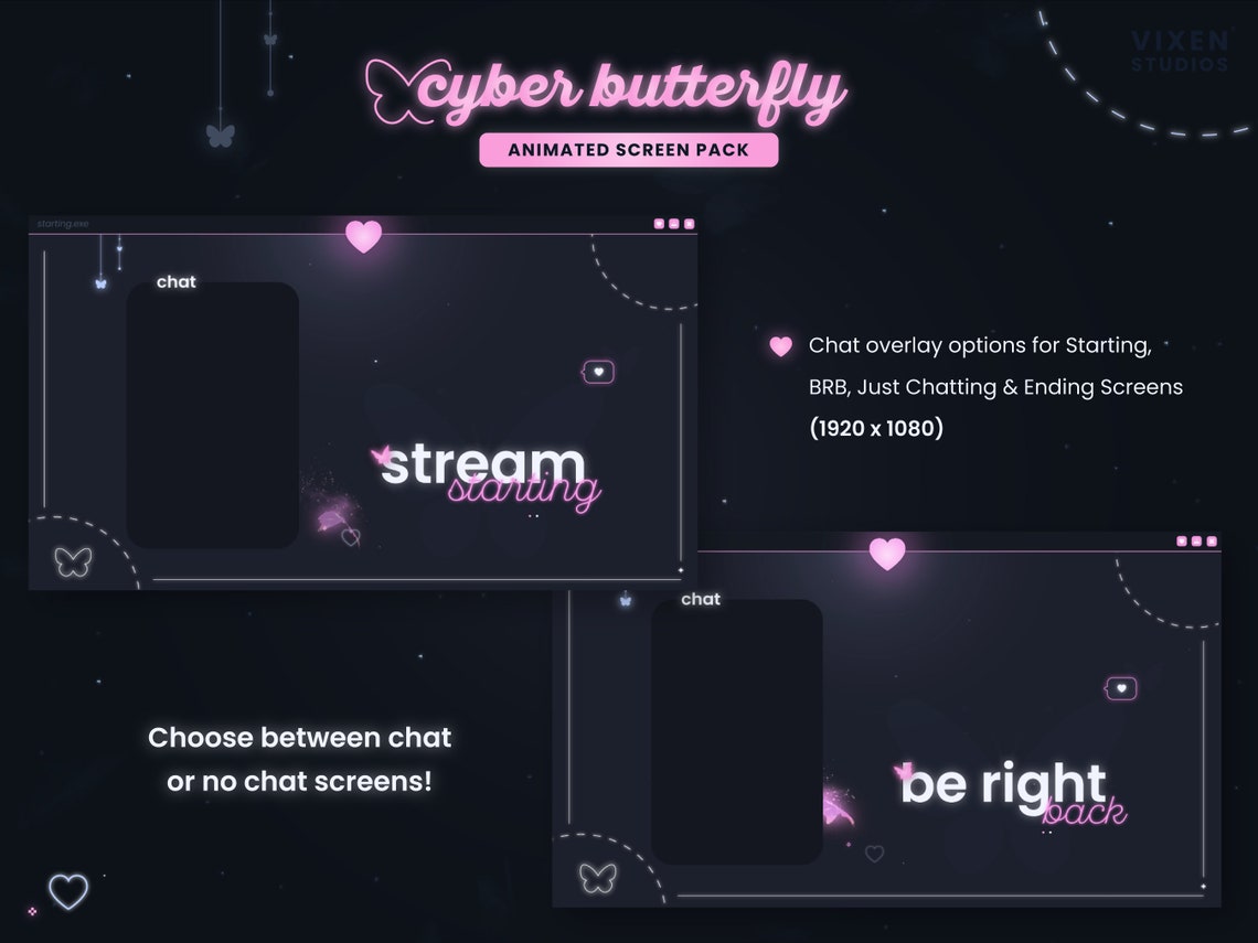Cyber Butterfly Animated Pink Stream Screens With Schedule - Etsy Canada