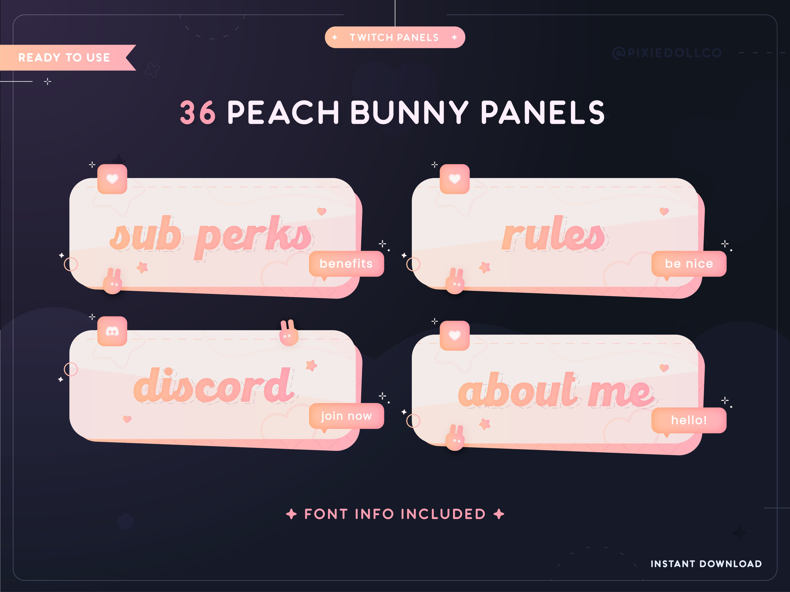 36 Aesthetic Y2K Peach Bunny Panels With Matching ID Card Newjeans ...