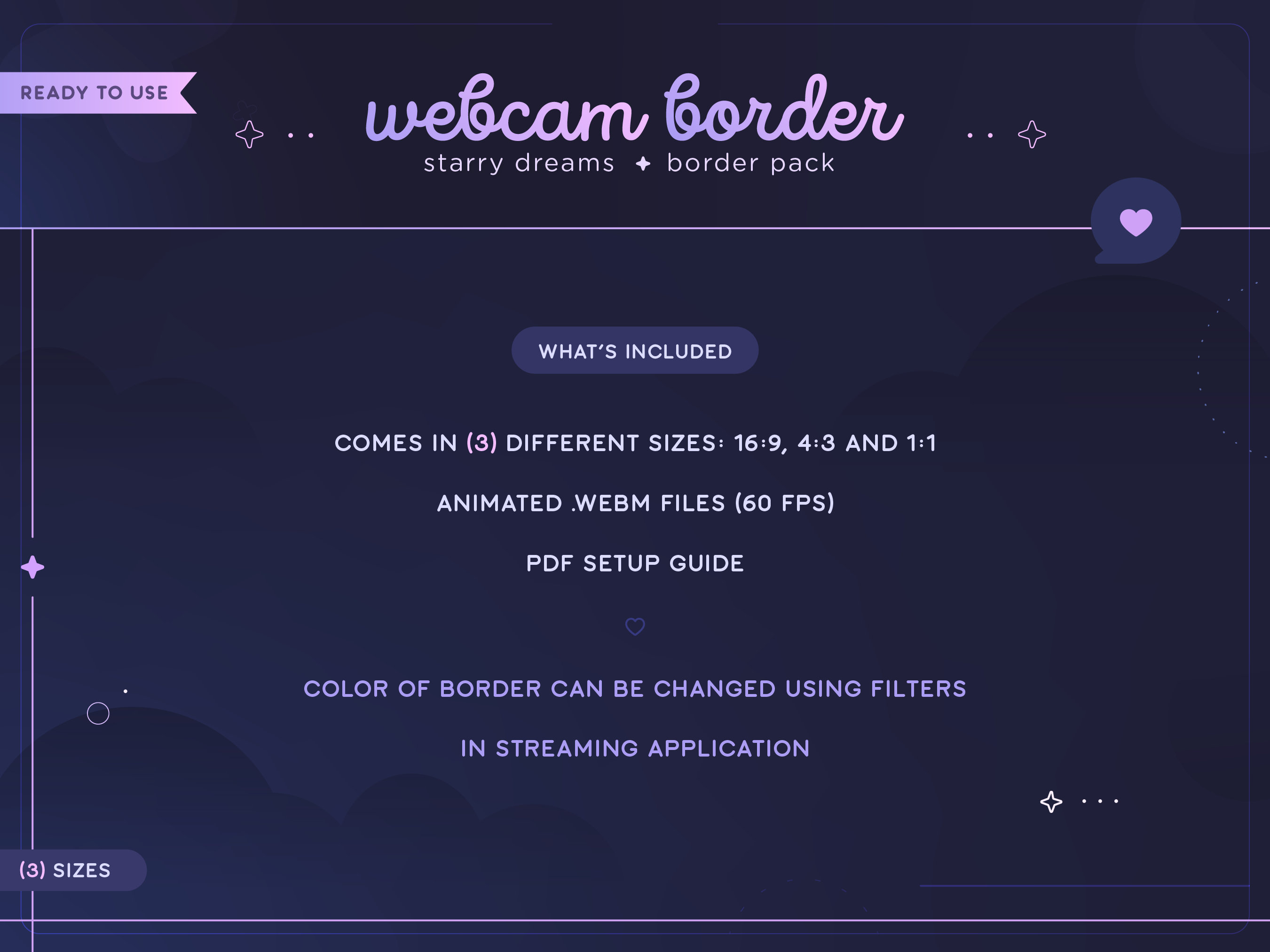 Starry Dreams Animated Webcam Borders | Twitch | Camera | Game ...