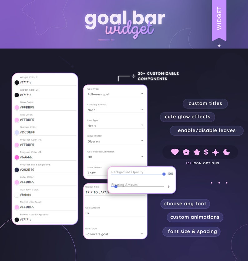 Cozy Flower Stream Goal Widget for Twitch Streamers Fully Customizable ...