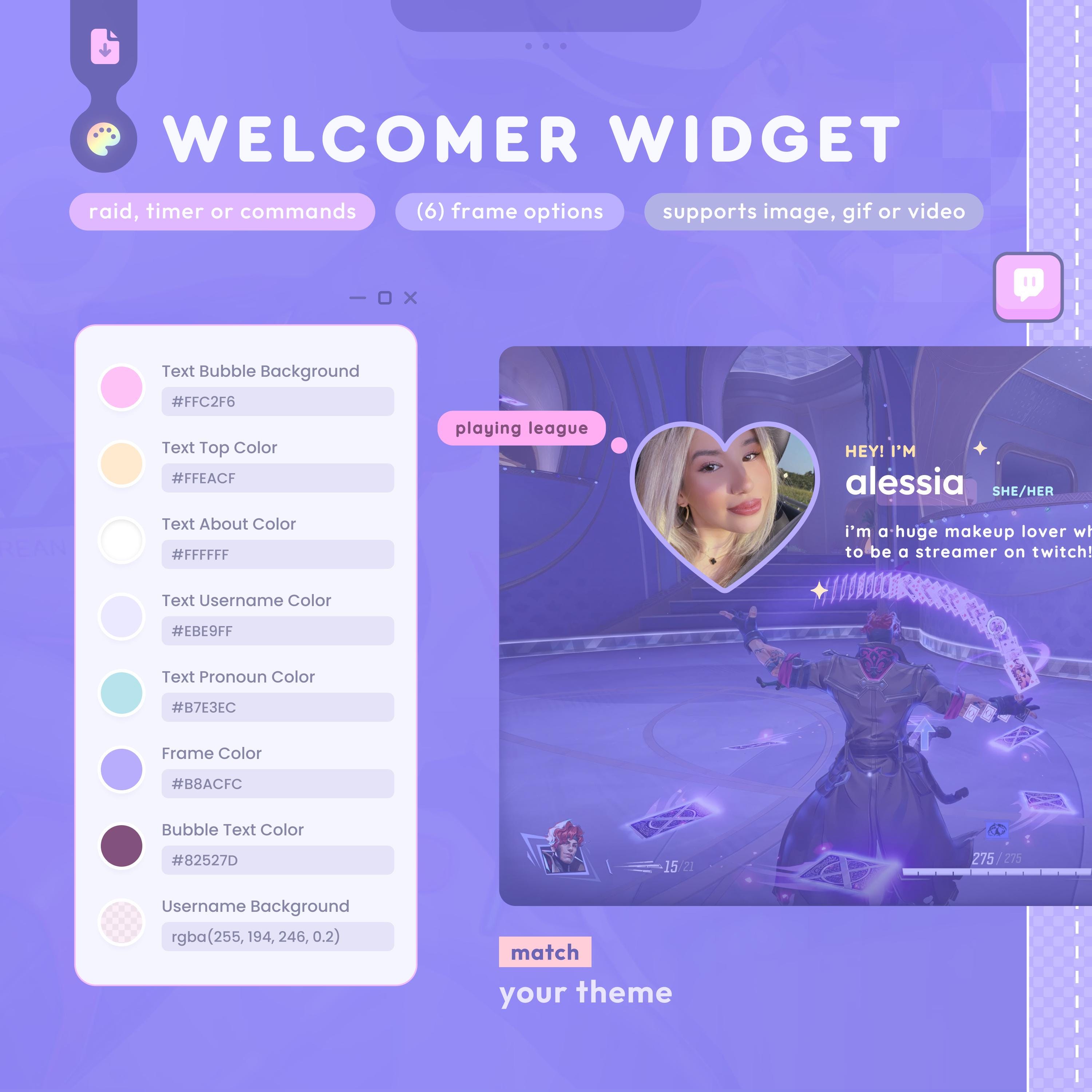About Me Welcomer Widget — Pop-up Raid Event Alert & Chat Commands ...