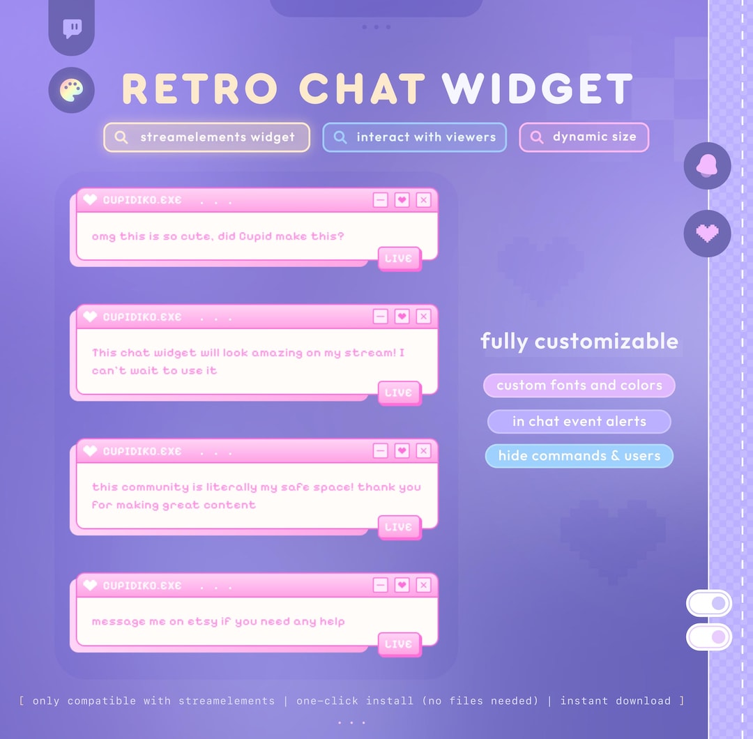 Retro Pixel Chat Widget With Alerts | Customizable Animated Message ...