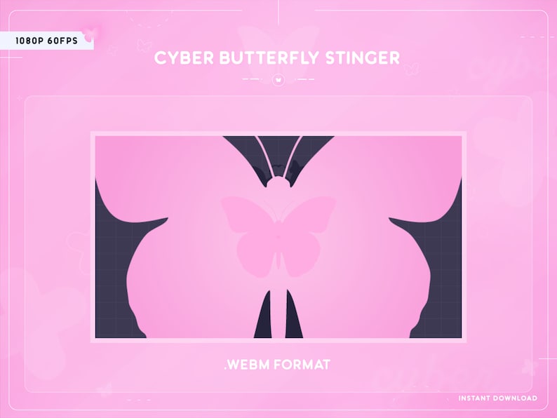 Pink Cyber Butterfly Animated Stinger Transition Twitch Transition ...