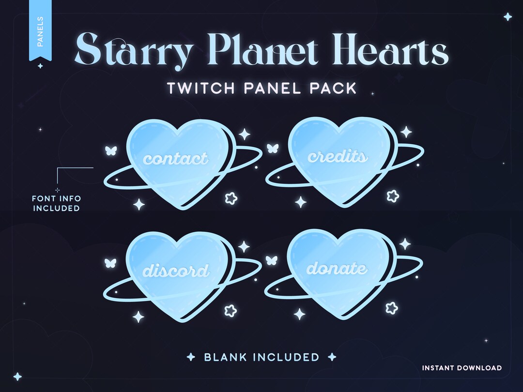 26 Blue Starry Planet Heart Panels With Starry and Butterfly Accents ...