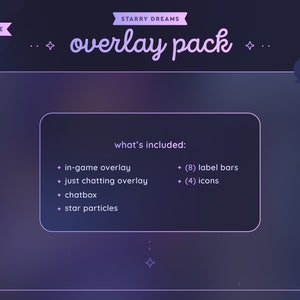 Starry Dreams Overlay Pack (vtuber and Non Vtuber Versions) | Celestial ...