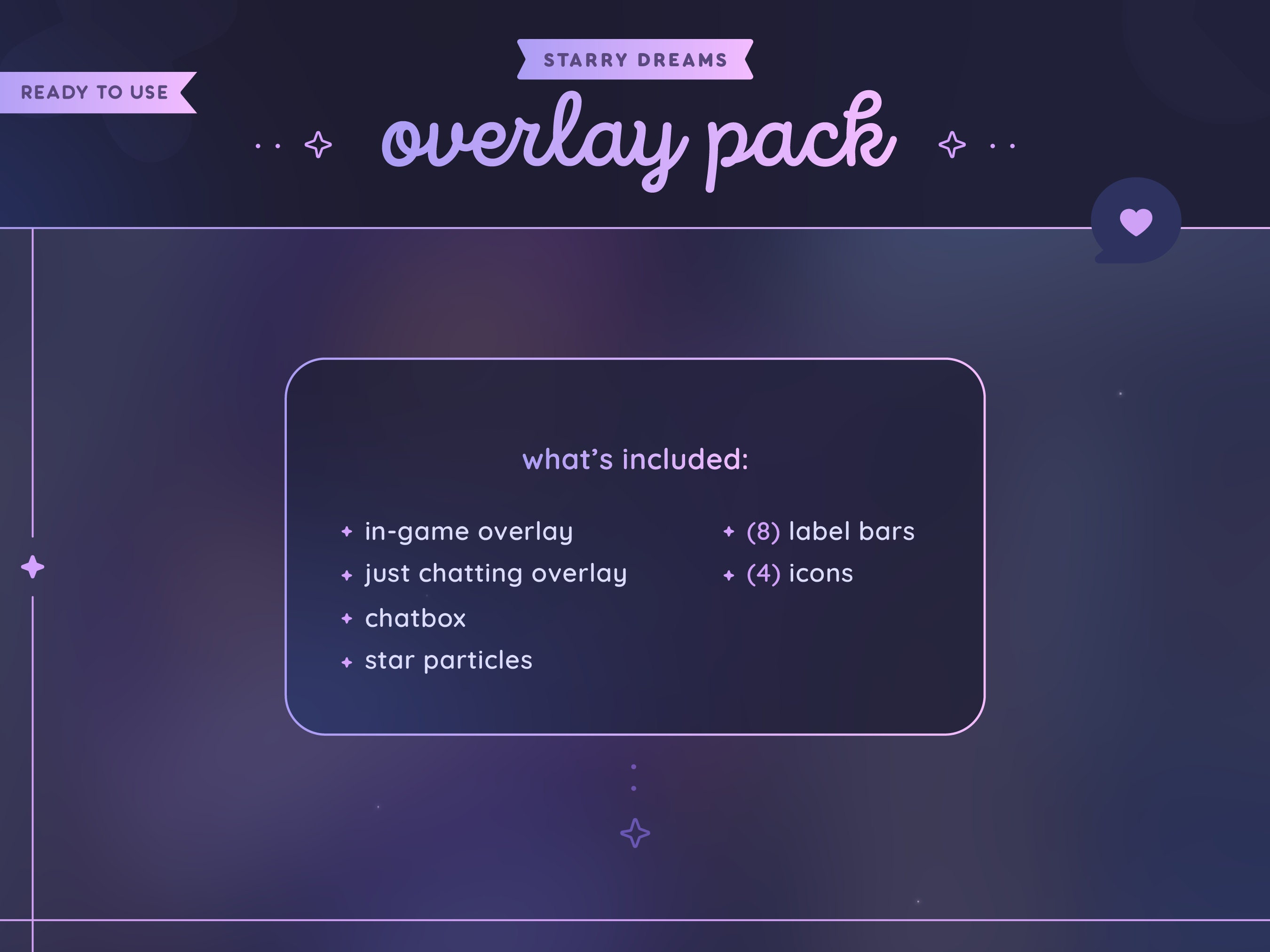 Starry Dreams Overlay Pack (vtuber and Non Vtuber Versions) | Celestial ...