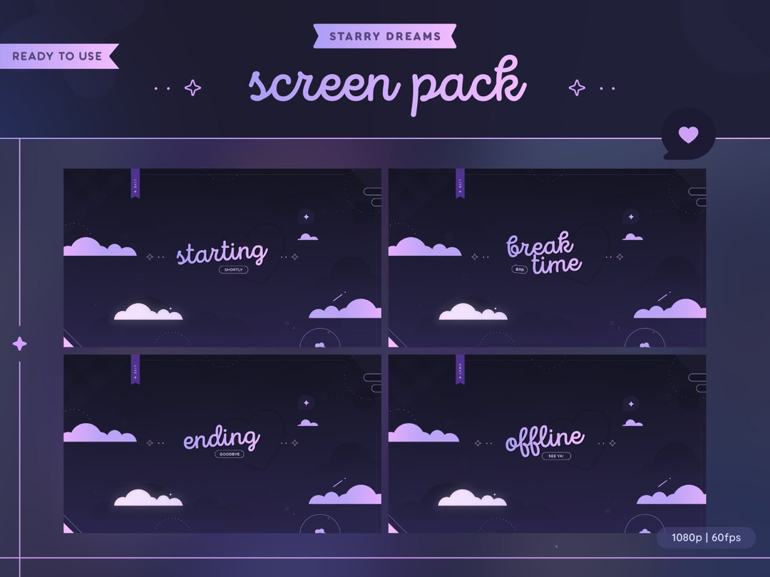 Starry Dreams Animated Stream Screens With Matching Banners | Animated ...