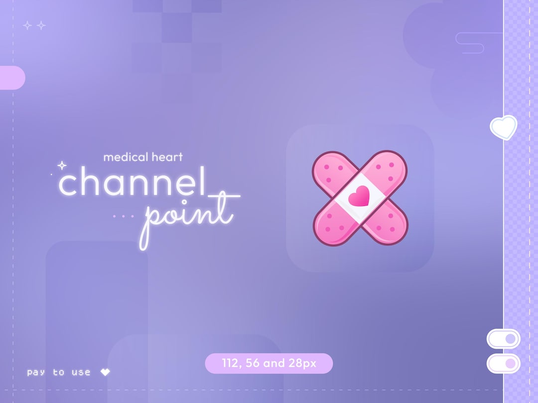 Pink Medical Bandaid Heart Channel Points for Twitch | Twitch Channel ...