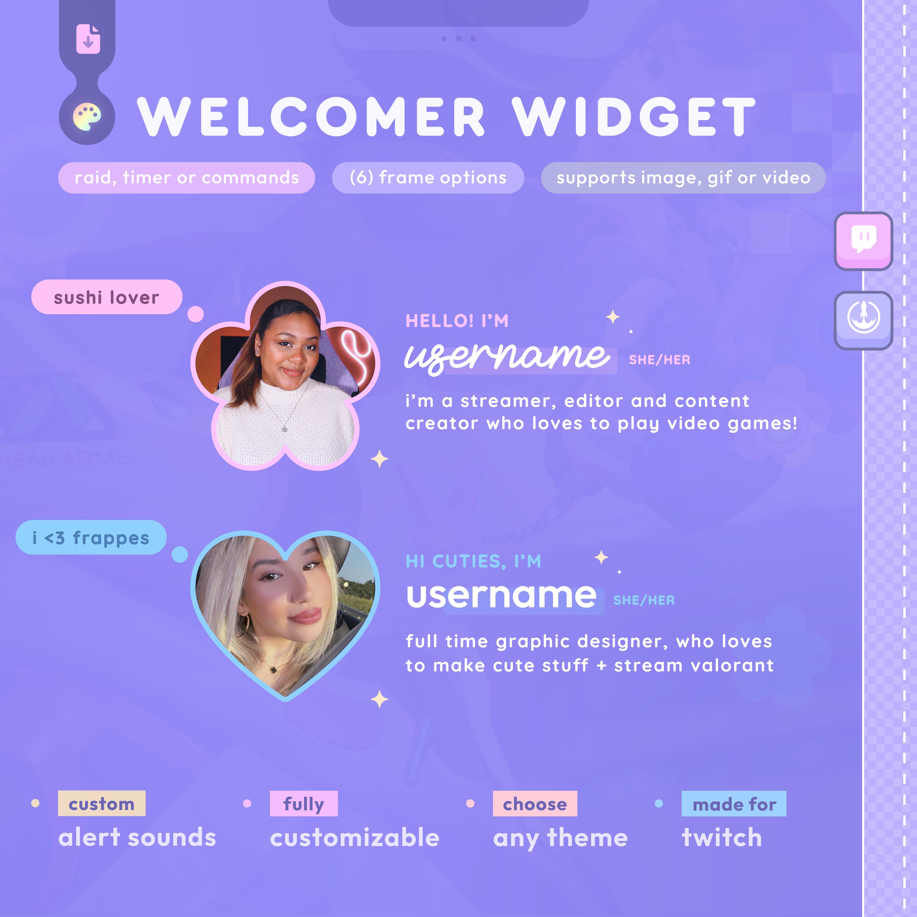About Me Welcomer Widget — Pop-up Raid Event Alert & Chat Commands ...