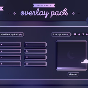 Starry Dreams Overlay Pack (vtuber and Non Vtuber Versions) | Celestial ...